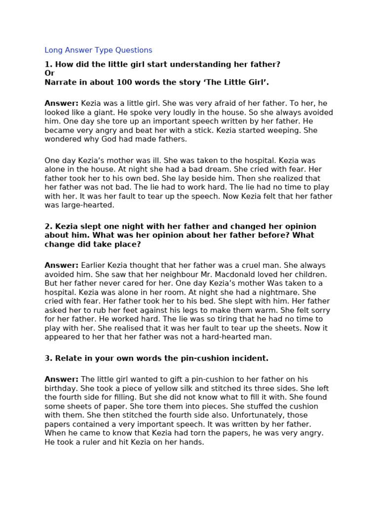 The Little Girl Questions | PDF