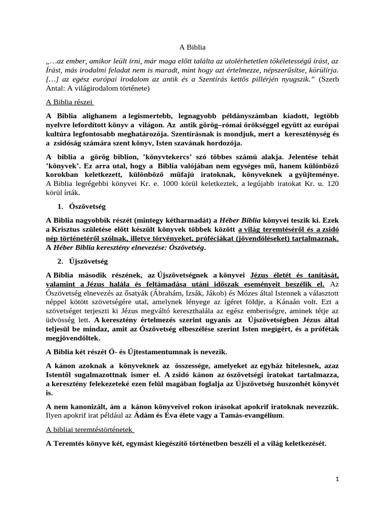 A Biblia - Vázlat - Teljes - Anyag | PDF