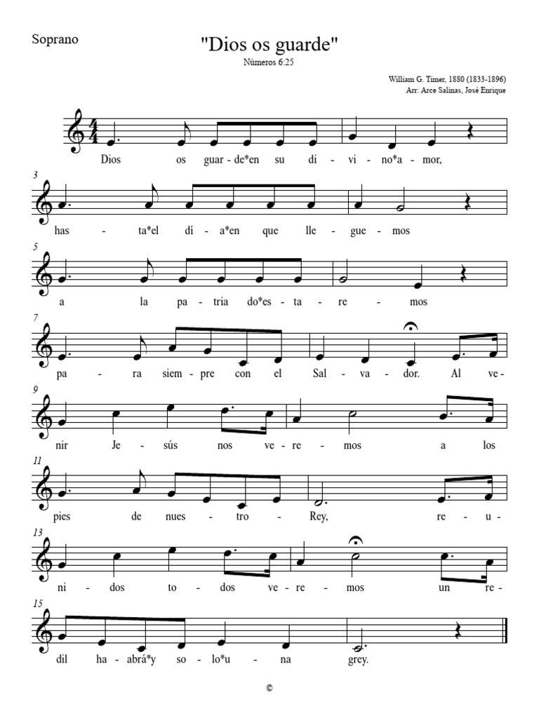 HIMNO 51 - Dios Os Guarde - Arreglo 4 Voces - Soprano | PDF