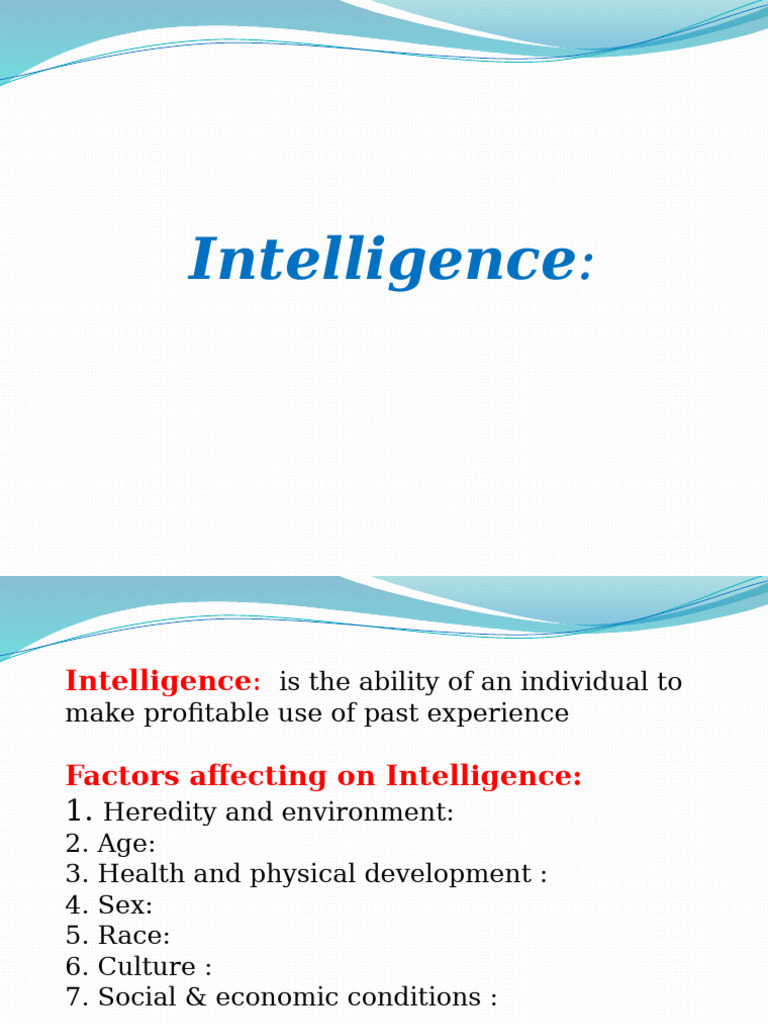 Factors Influencing Intelligence Levels | PDF