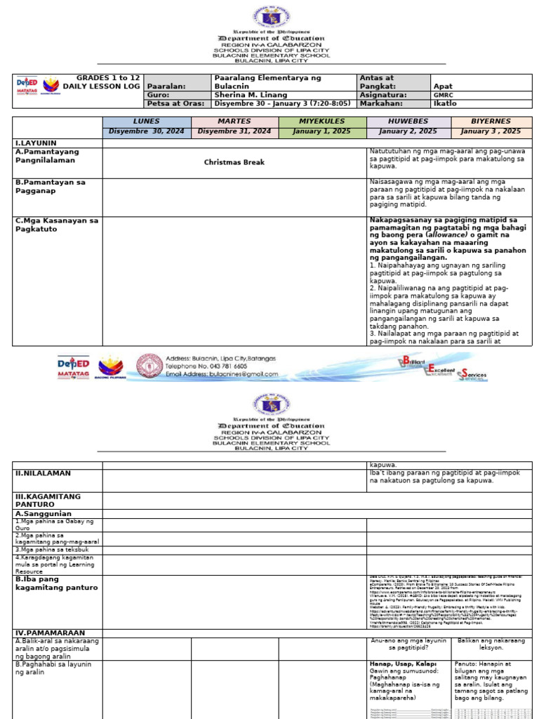 DLL - GMRC Q3 Week 4 | PDF