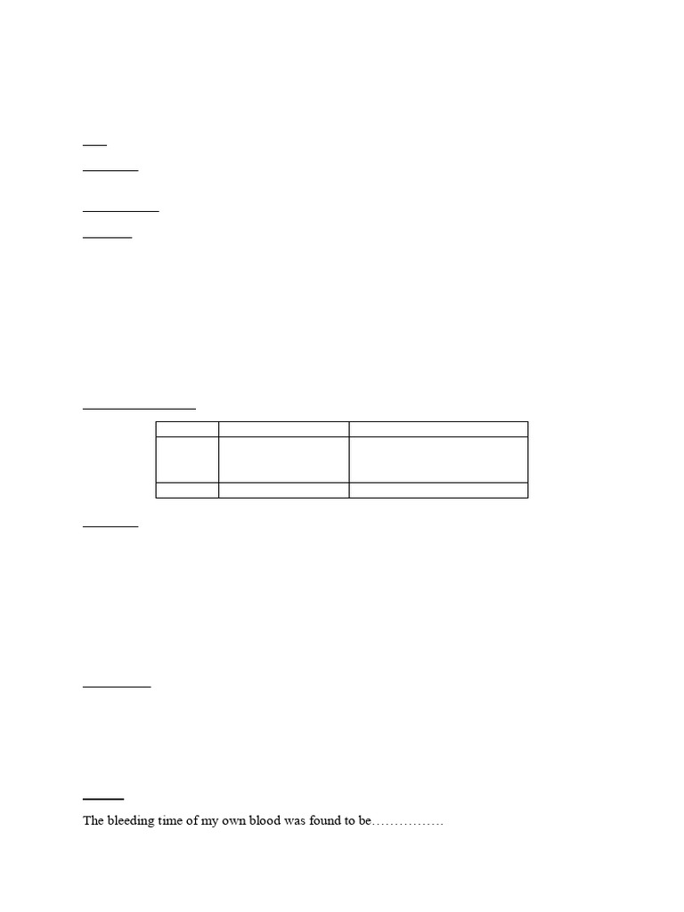 Determination of Bleeding Time | PDF