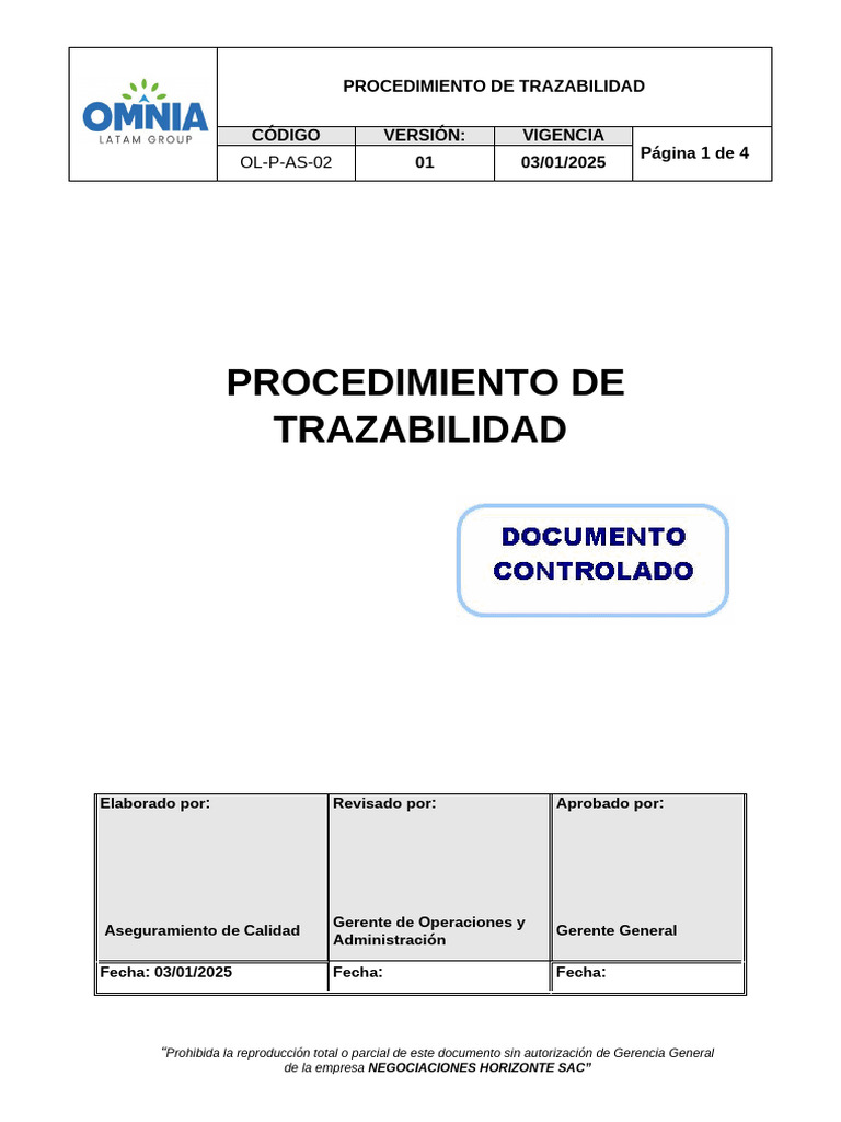 OL-P-AS-002 - PROCEDIMIENTO DE TRAZABILIDAD | PDF
