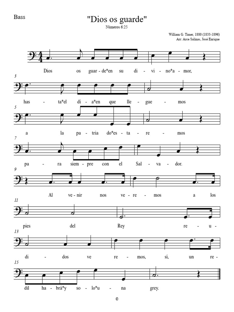 HIMNO 51 - Dios Os Guarde - Arreglo 4 Voces - Bass | PDF