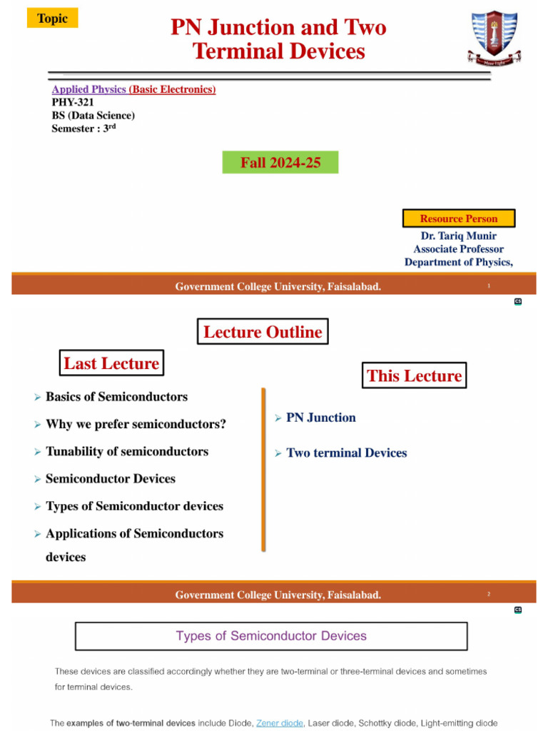 7 - PN Junction and Two Terminal Devices | PDF