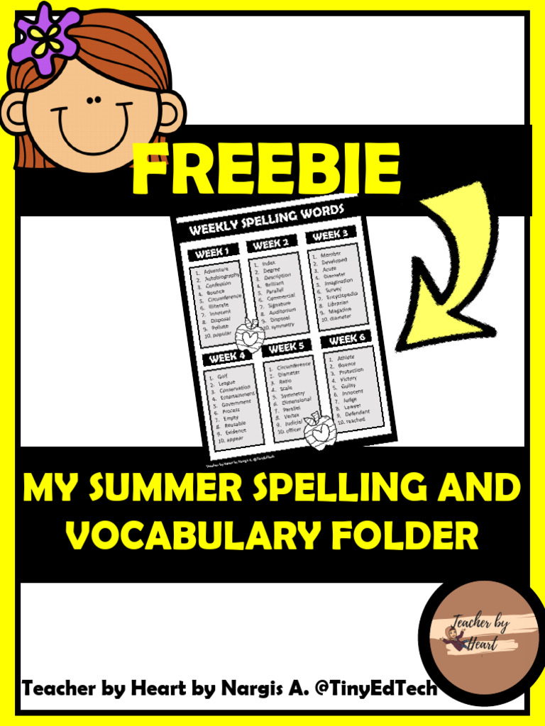 Free Summer Spelling & Vocabulary Folder | PDF