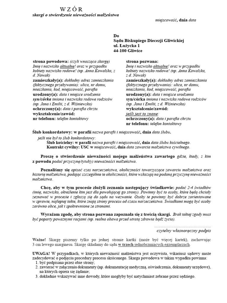 WZÓR Skarga Powodowa | PDF