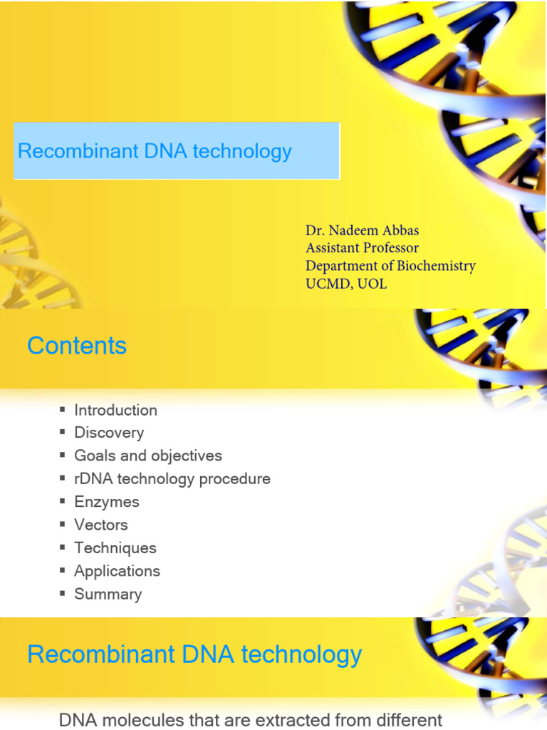 Recombinant DNA Technology | PDF | Vector (Molecular Biology) | Dna