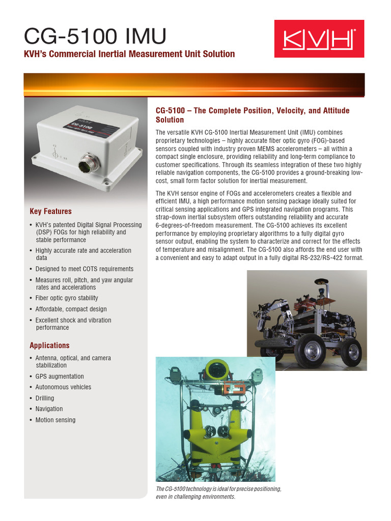 KVH CG 5100 Imu Datasheet | PDF | Inertial Navigation System | Gyroscope