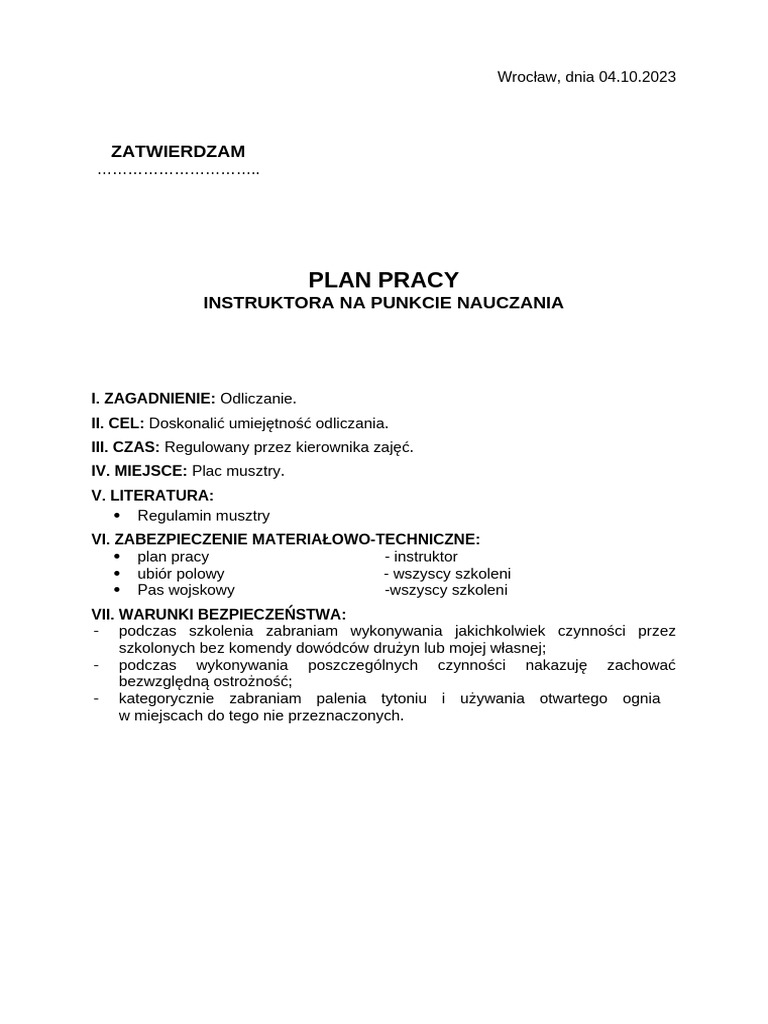 Odliczanie-Plan Pracy - Kopia | PDF