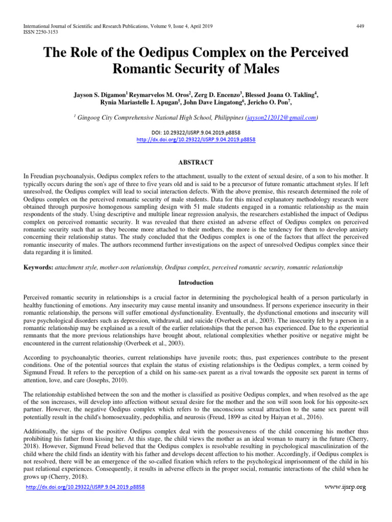 The Role of The Oedipus | PDF | Attachment Theory | Oedipus Complex