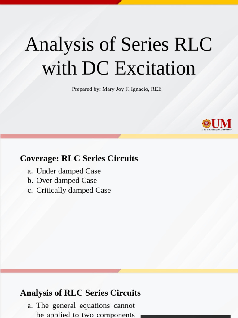 RLC Series Circuit Analysis with DC | PDF | Damping | Electrical Network