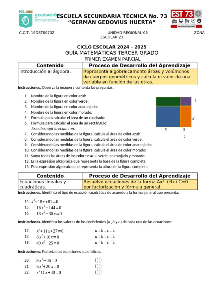 Guía Matemáticas 3er Grado 2024-2025 | PDF | Ecuaciones | Ecuación ...