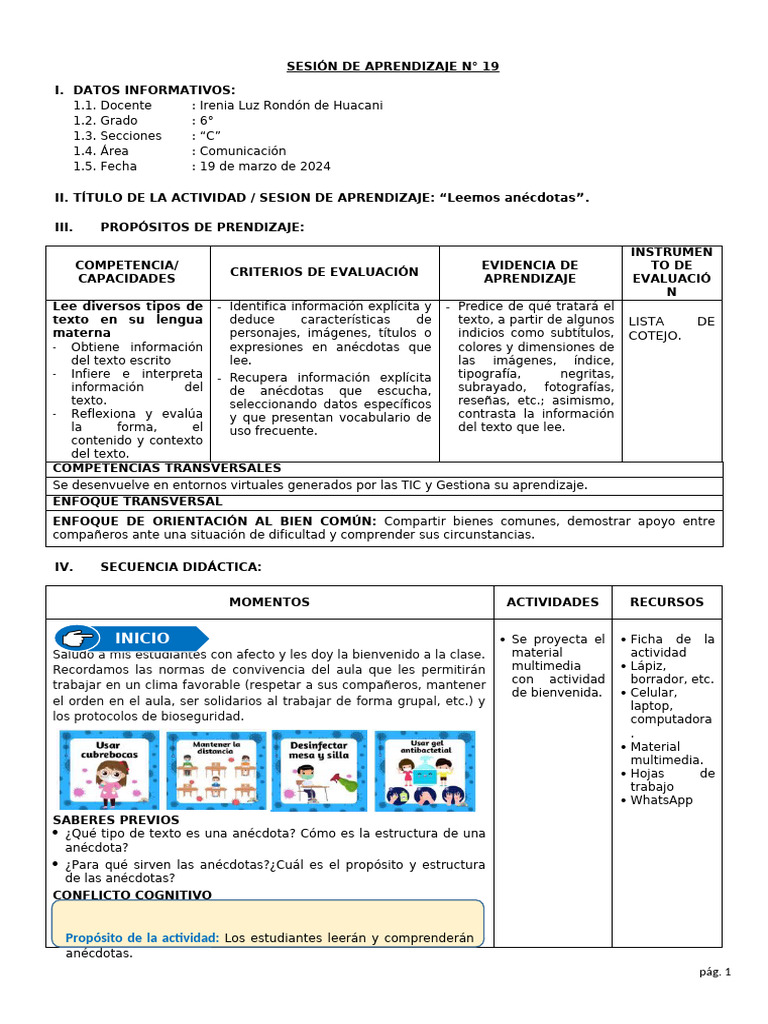 6to. C - Comuni - Sesión de aprendizaje N. 19 | PDF | Aprendizaje ... 6to. C - Comuni - Sesión de aprendizaje N. 19 | PDF | Aprendizaje ...