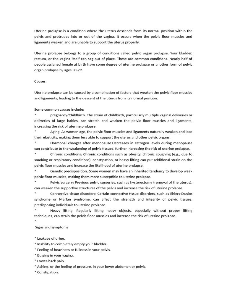 Uterine Prolapse and Pms 3rd Second Semester | PDF | Premenstrual ...