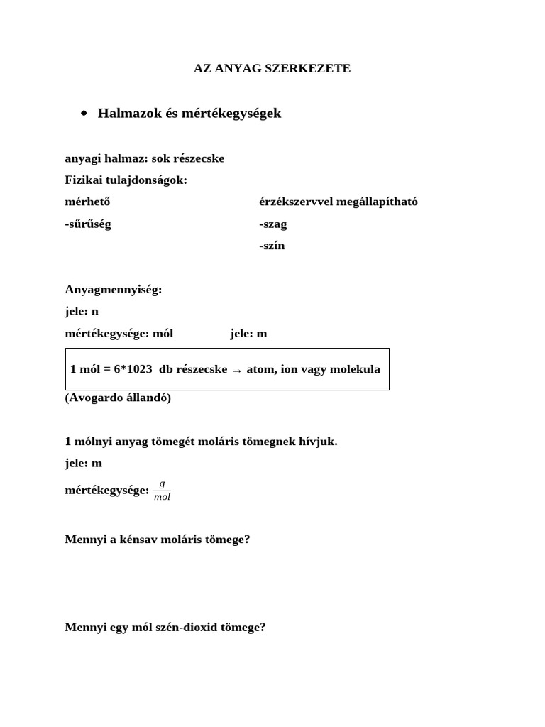 Az Anyag Szerkezete | PDF