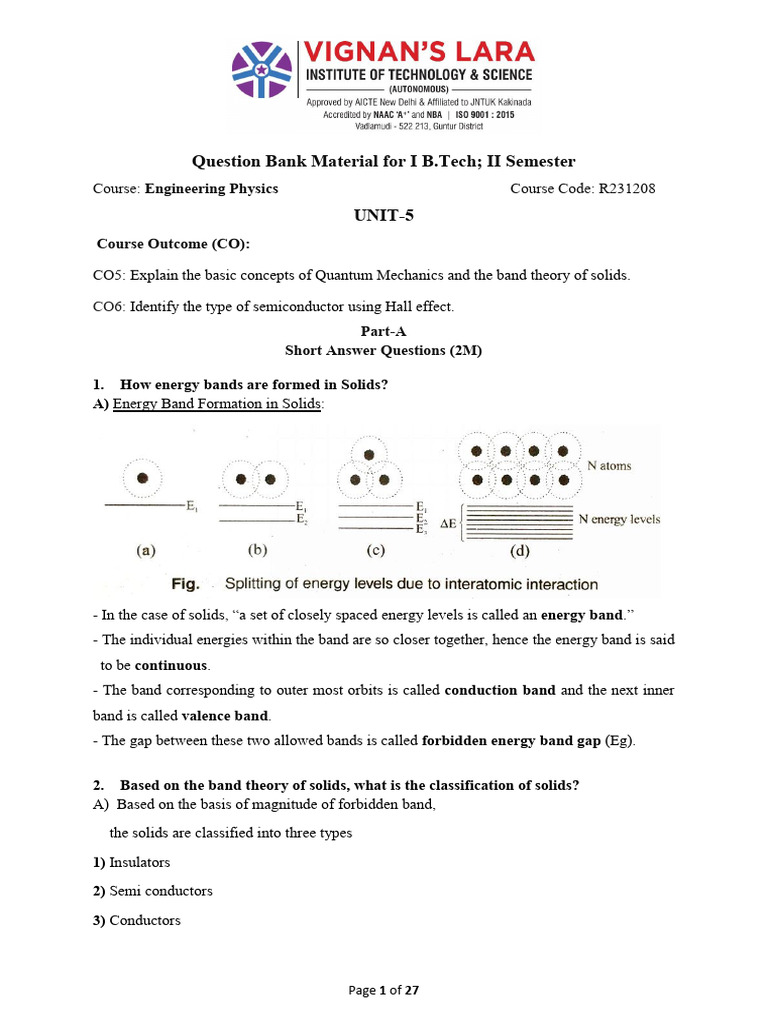 EP Unit-5 I-II Material Autonomous | PDF | Semiconductors | Electrical Resistivity And Conductivity