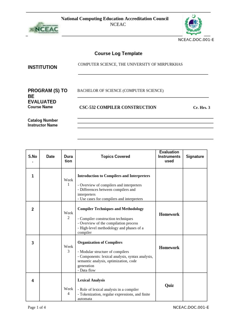 Compiler Construction (CSC-532) | PDF | Compiler | Parsing