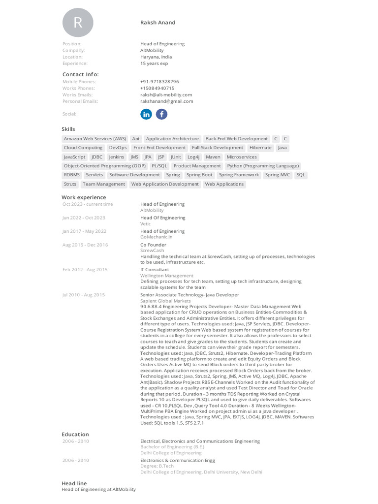 Raksh Anand | PDF | Spring Framework | Software Architecture