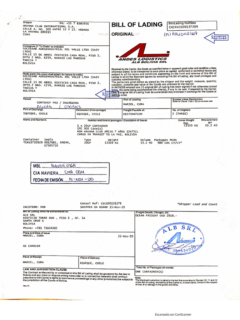 Bill of Lading | PDF