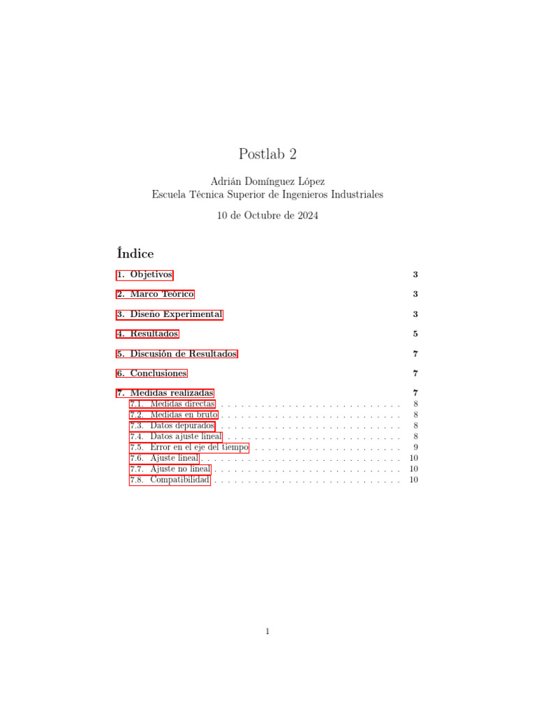 Postlab 2 Adrián Domínguez López | PDF | Cinemática | Medición