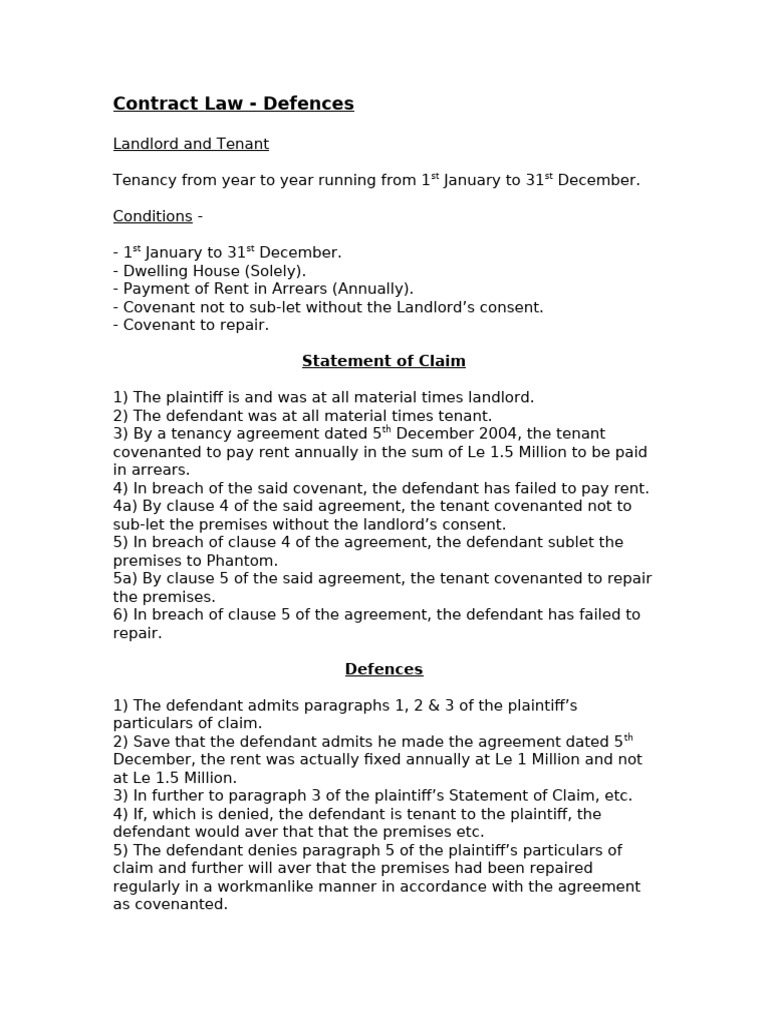 Contract Law - Defences | PDF