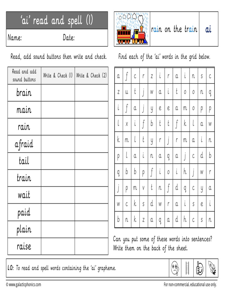 "Reading and Spelling 'ai' Words" | PDF