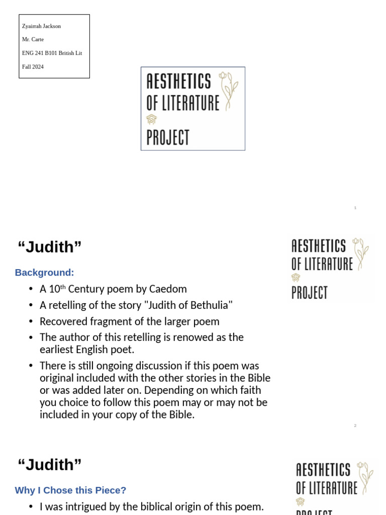 Importance of the Poem "Judith" | PDF