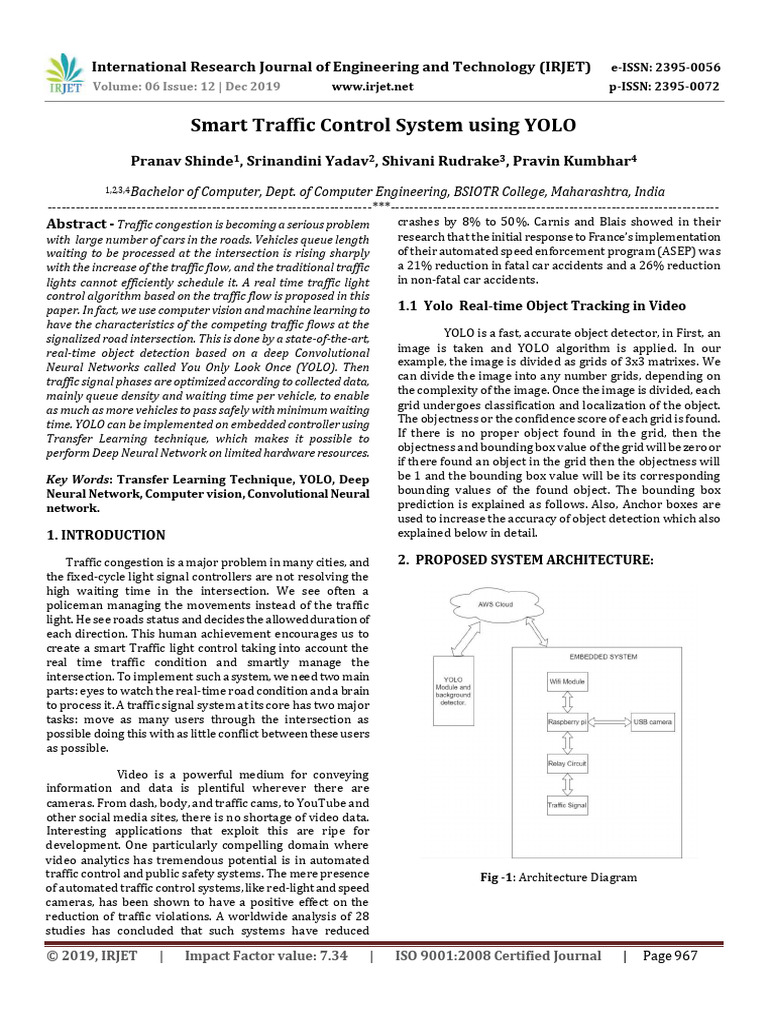IRJET Smart Traffic Control System Using | PDF | Deep Learning | Artificial Intelligence