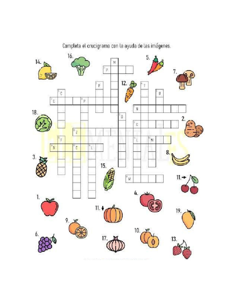Crucigrama Alimentos Saludables Pdf