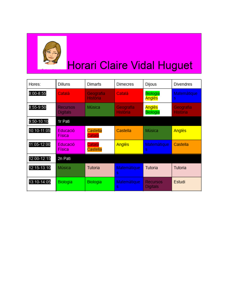 Horari Claire | PDF