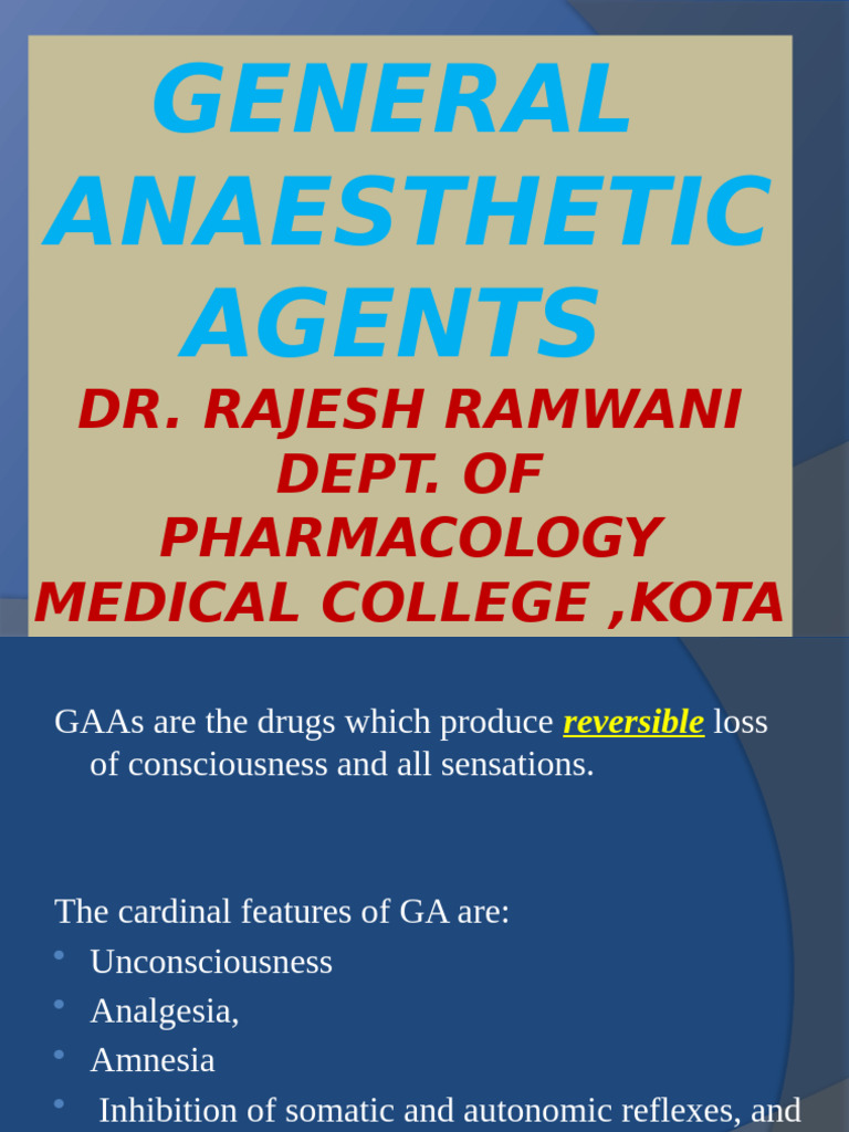 General Anaesthetic Agents-1 | PDF | Anesthesia | Nitrous Oxide