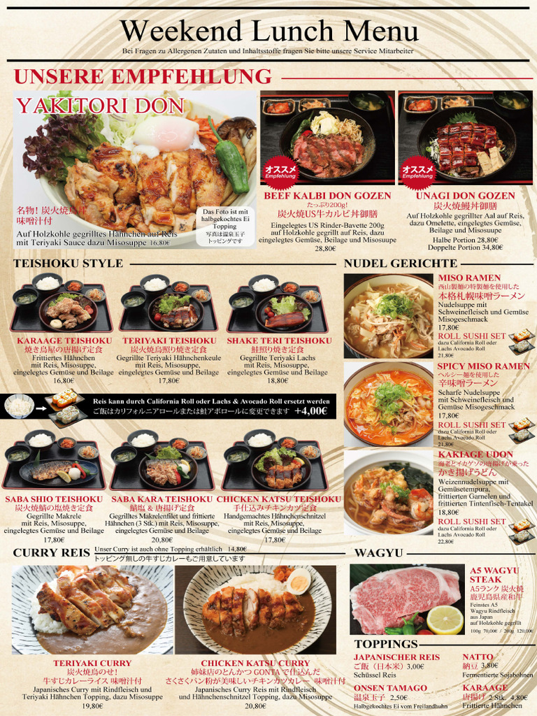 Weekend Lunch Menu | PDF