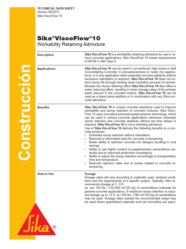 Pa-Ht - Sika ViscoFlow 10 | PDF | Concrete | Building Materials