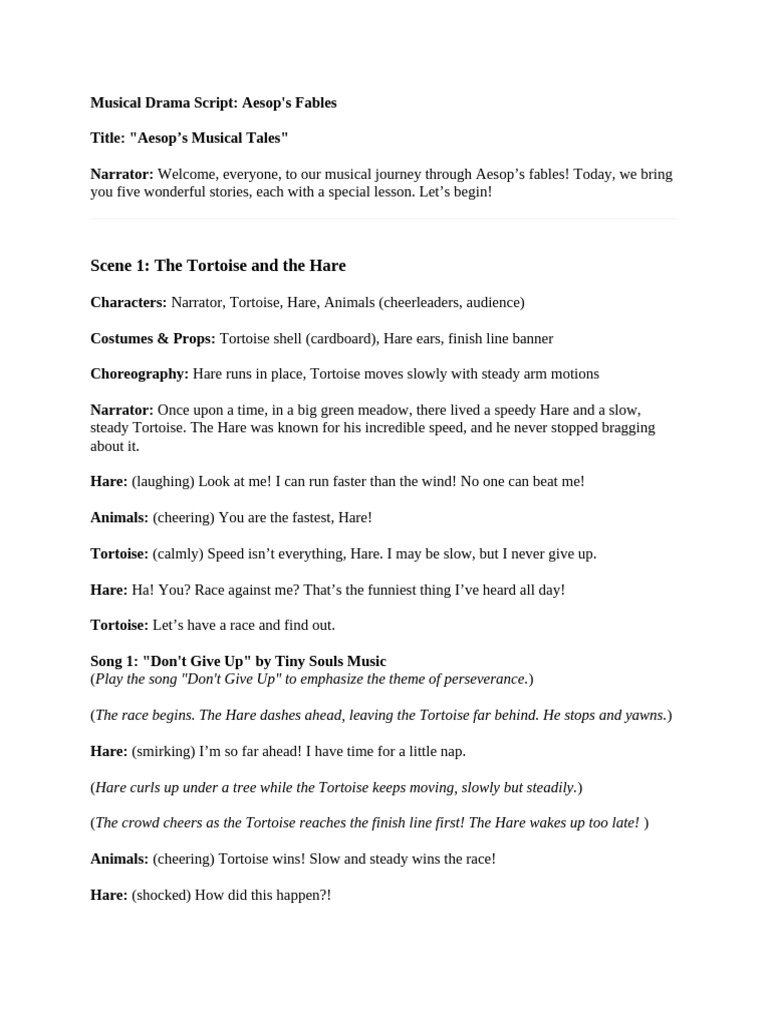 Musical Drama Script Grade1 Script 2 | PDF