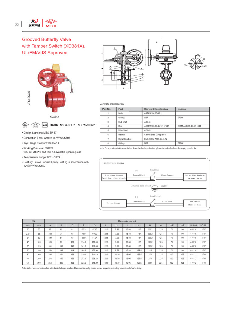 Ficha Tecnica Valv Mariposa Mech | PDF