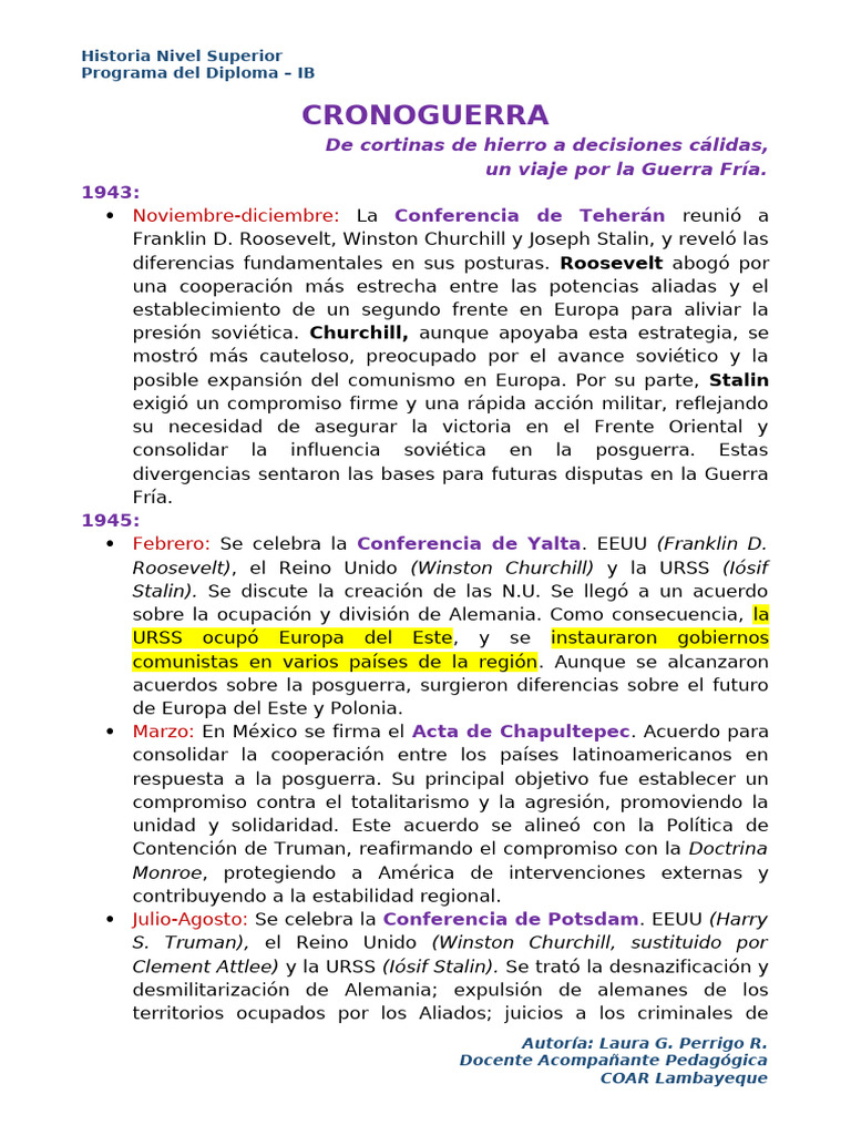 Cronología de la Guerra Fría | PDF | guerra coreana | Unión Soviética