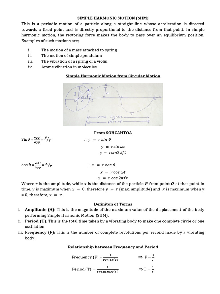 Simple Harmonic Motion | PDF | Oscillation | Mechanics