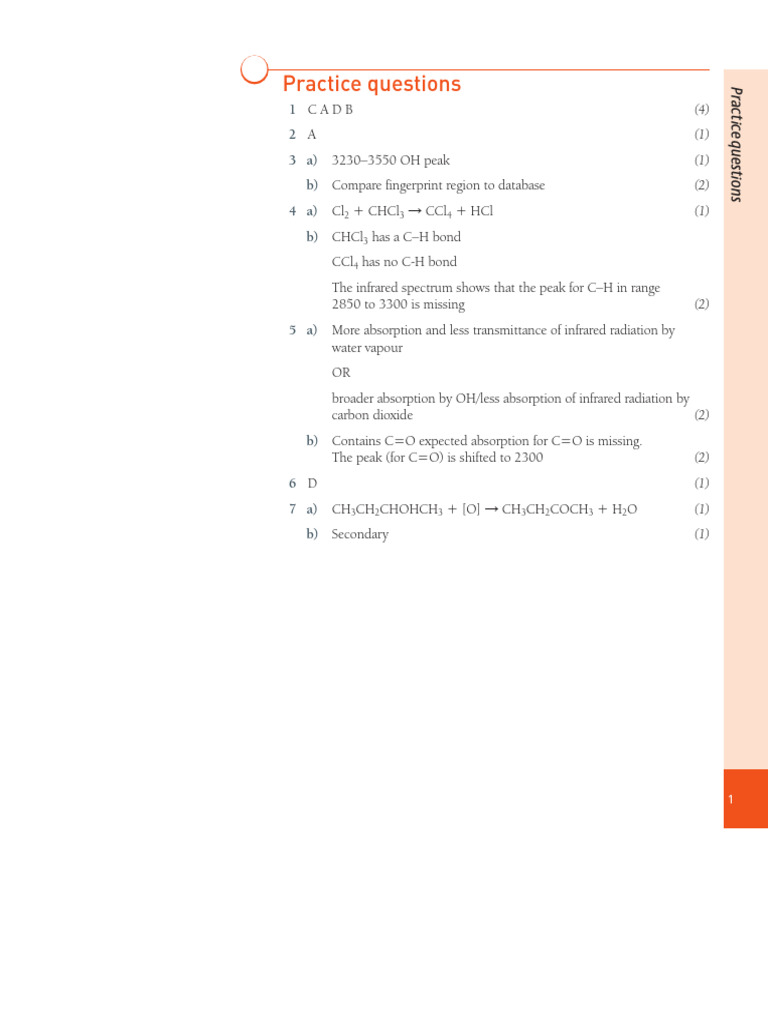 Infrared Spectroscopy Practice Questions | PDF