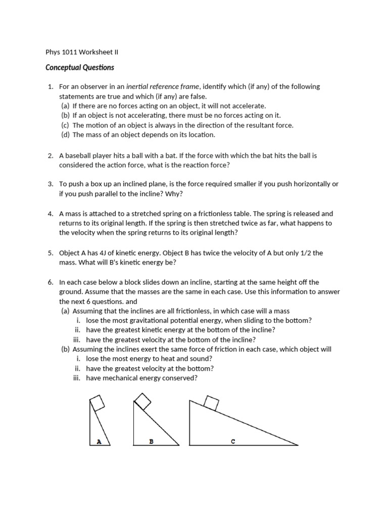 Physics 1011 Conceptual Questions & Problems | PDF | Force | Orbit