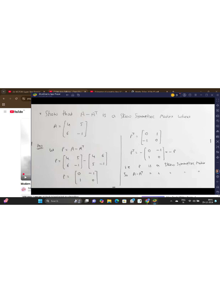 Matrices Important Questions Part 1 | PDF