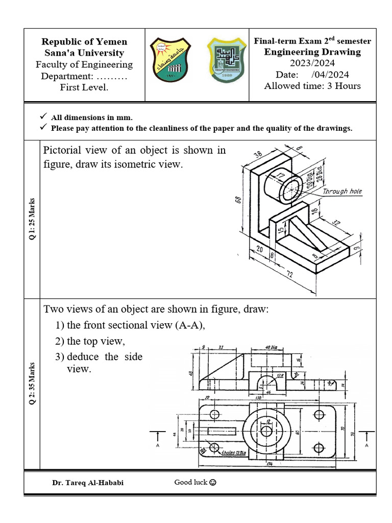 Engineering drawing exam_250202_205315 | PDF