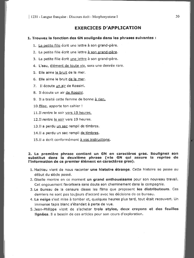 Exercices de Grammaire | PDF