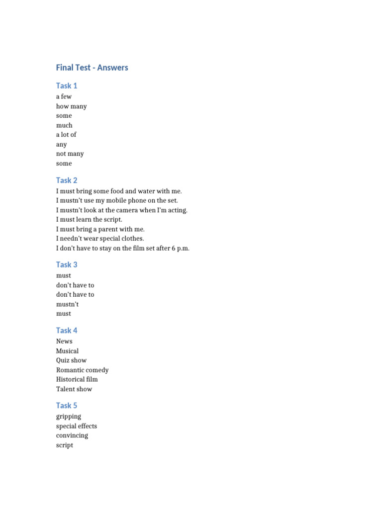 Final Test Answers | PDF