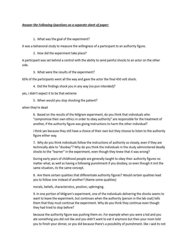 Milgram Experiment Insights and Ethics | PDF | Psychological Concepts ...