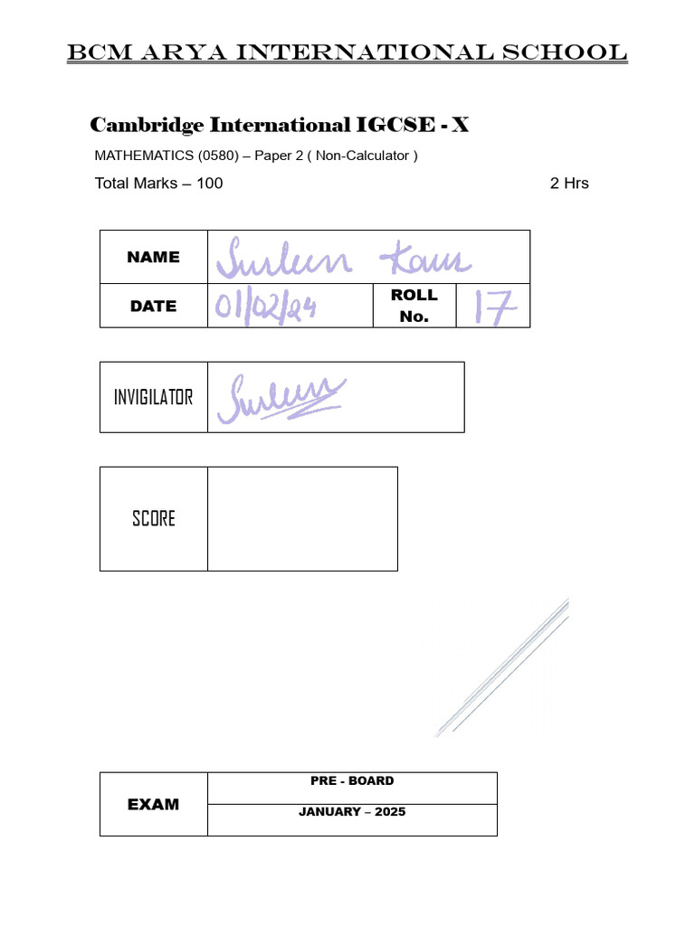 X-Preboard-Paper 2-Jan2025 - 250202 - 002023 | PDF | Area | Circle