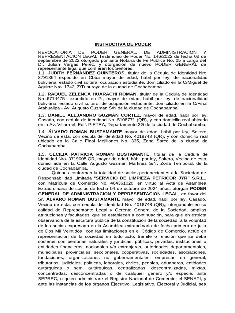 Revocatoria y Nuevo Poder General | PDF | Bancos | Cheque