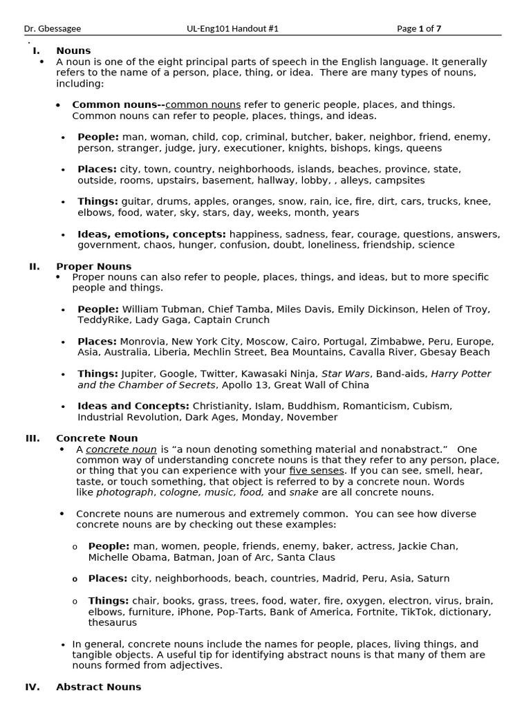 Eng101 25 26handout1 | PDF | Adjective | Pronoun