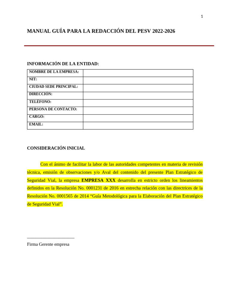 Formato Manual Pesv | PDF | Accidente de tráfico