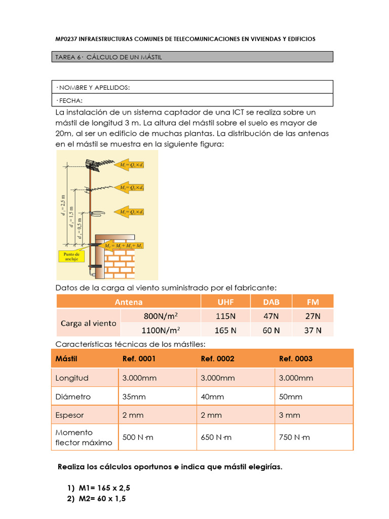 Cálculo de Mástil para ICT | PDF